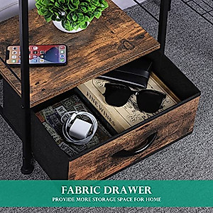 Nightstands for Bedrooms Set of 2 Night Stand with Charging Station End Side Table with Power Outlets for Living Room End Table with Drawer Storage Small Bedside Tables for Small Spaces, Rustic Brown