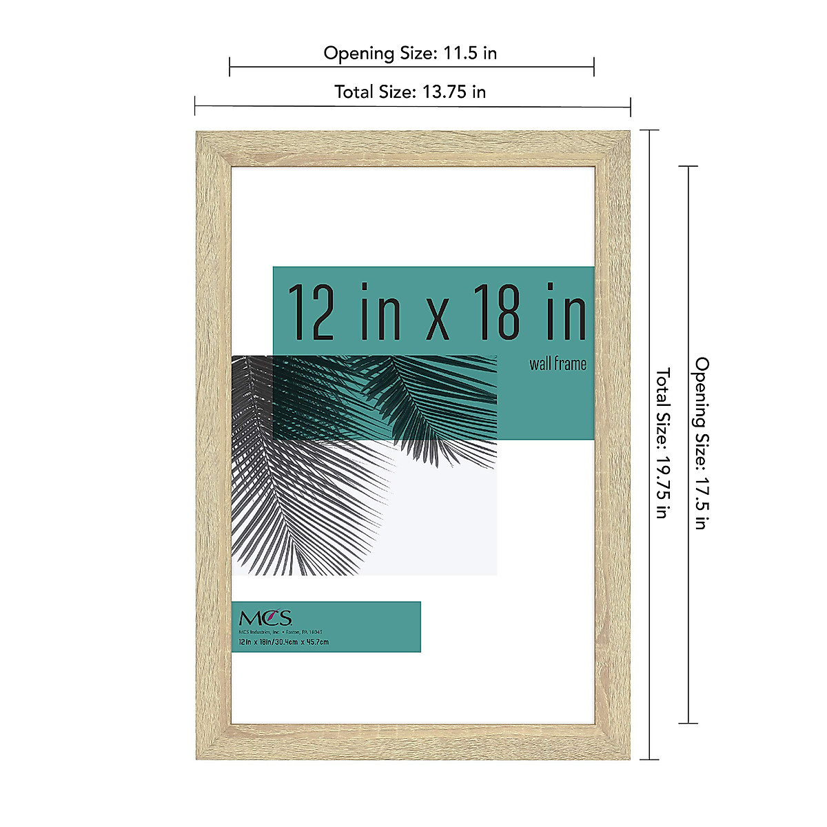 MCS Studio Gallery 12x18 Picture Frame Natural Woodgrain, Rectangle Photo Frame for Photos, Posters & Art Prints (1-Pack)