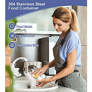 Dicorain Electric Lunch Box, 80w 1.8L Heated Lunch Box for Truck/Car/Office/Home/Work, 12/24/110v 3 In 1 Portable Food Warmer Lunch Box with Removable SS Container, Fork & Spoon (Dark Blue)