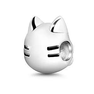 GNOCE Cute Cat Charm Christmas Charms Gifts 925 Sterling Silver Meow, Play with Me Bead Charm fit for Bracelet/Necklace Christmas Jewelry Gift for Women