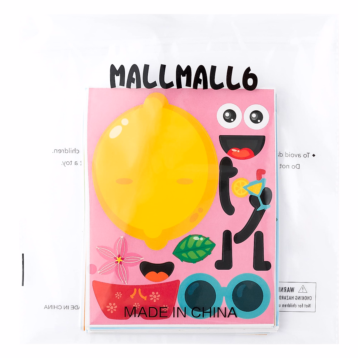 MALLMALL6 40Pcs Make Your Own Fruit Stickers 10 Kinds Cartoon Fruit Summer Hawaii Theme Characters Sticker DIY Dress Up Art Crafts Mixed and Matched Tutti Frutti Party Favors Games Decorations for Kid