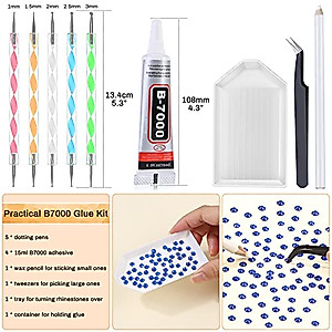 B7000 Glue with Rhinestone Applicator Kit, Clear B-7000 Glue with Precision Tip Art Dotting Stylus Pens Super Glue Adhesive for Phones Repair Jewelry Bead Nail Crafts DIY (4 PCS, 15 ML/ 0.5 oz)
