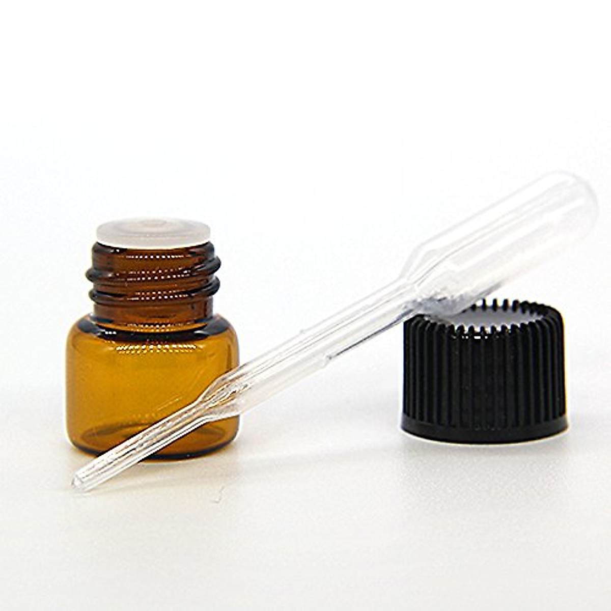 YIZHAO 1ML(1/4 dram) Amber Essential Oils Sample Bottles,Mini glass sample vial with lids, Orifice Reducers, and 2 Transfer Eye droppers-24 Pcs
