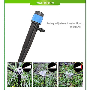 Lxcom Lighting 100 Pack Irrigation Drippers Drip Emitters Micro Spray Adjustable 360 Degree Full Circle Pattern Water Flow Irrigation Drippers Micro Bubbler Sprinkler Drip System Parts Drip Irrigation