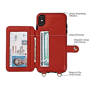 Sena Kyla Crossbody Snap On Cell Phone Case for iPhone XR - Wireless Charging Compatible, Red