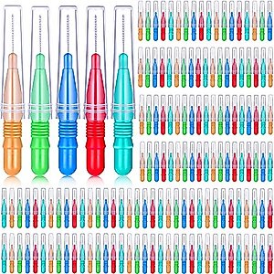 150 Pieces Braces Brush for Cleaner Interdental Brush Toothpick Dental Tooth Flossing Head Oral Dental Hygiene Flosser Toothpick Cleaner Tooth Cleaning Tool (Red, Blue, Green, Light Green, Orange)