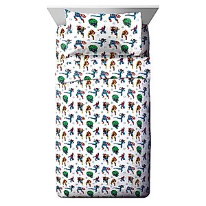 Jay Franco Marvel Avengers Fighting Team Full Sheet Set - 4 Piece Set Super Soft and Cozy Kid's Bedding - Fade Resistant Microfiber Sheets (Official Marvel Product)