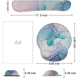 Keyboard Wrist Rest and Mouse Pad with Wrist Support, Ergonomic Memory Foam Mouse Pad for Gaming and Office, Pain Relief Mouse Pad and Wrist Support Set