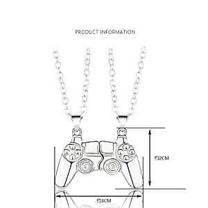 COLORFUL BLING Magnetic Game Controller Necklaces Punk Matching Friendship Necklace Game Console Couple Necklace for Couples or Best Friends-B