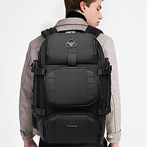 VABAMEES Large Travel Backpack, Travel Backpack with Thermal Bag and USB Port, Waterproof Business Travel Backpack , Fits 16" Laptops, Suitable for Business Travel/Air Travel/Hiking, Black