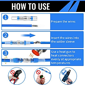 120PCS Solder Seal Wire Connectors - Sopoby Heat Shrink Waterproof Butt Connector Kit Insulated Automotive Marine Electrical Wire Terminals