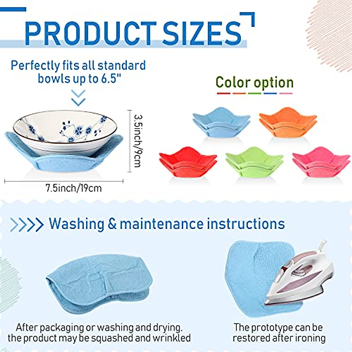 10 Pieces Plate Holders Microwave Safe Hot Bowl Holders for Soup, Food, Meals (Colorful, Classic Style)