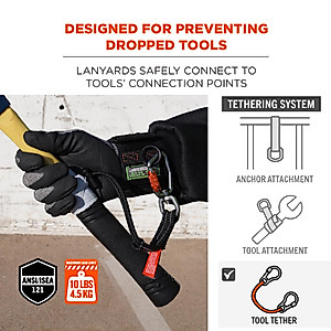Ergodyne Squids 3714 Tool Lanyard and Tethering Attachment with Carabiner and Cinch Loop, Weight Rating 10lbs, 3-Pack