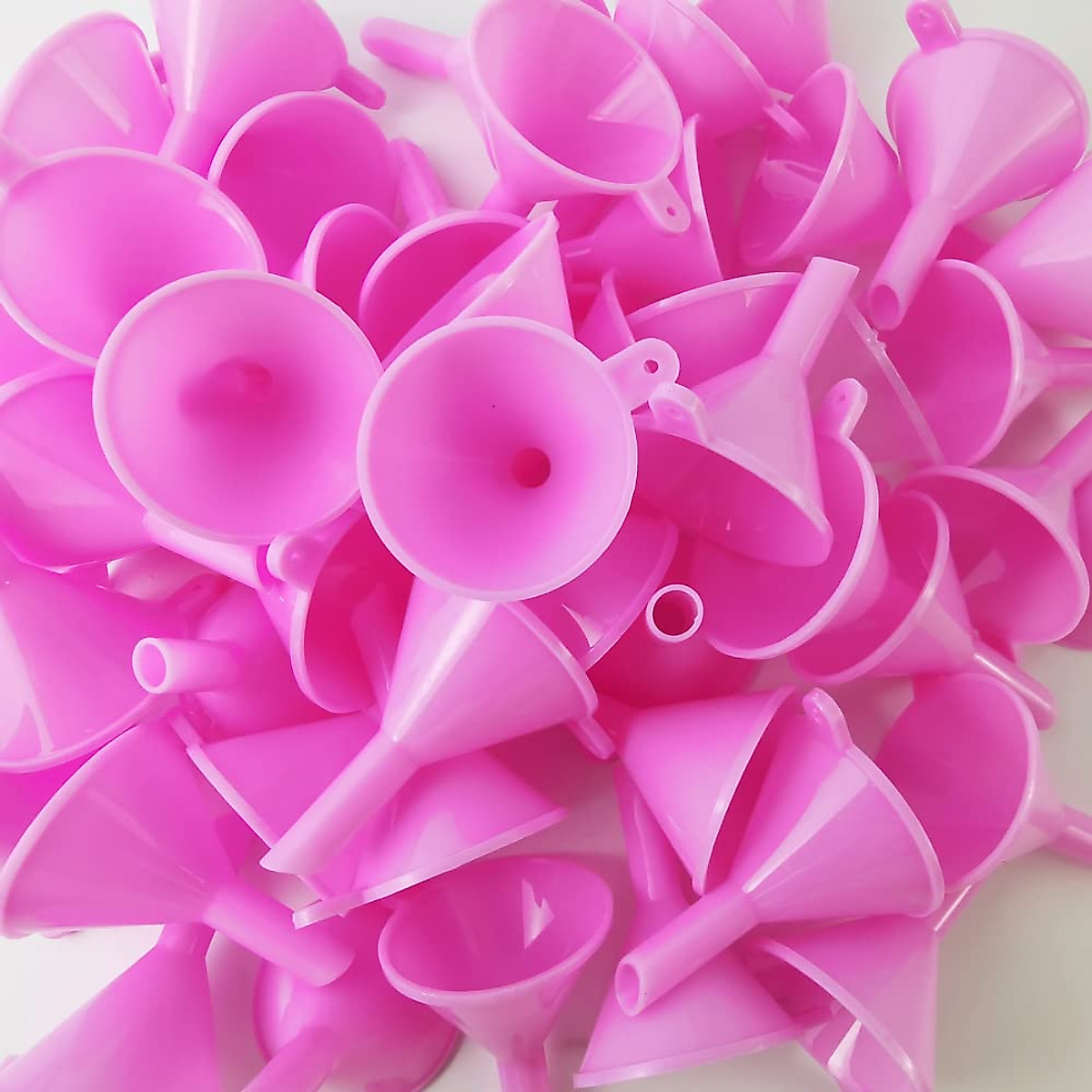 GXXMEI 120pack Mini Plastic Funnel Little Small Funnel Set Tiny Separatory Funnel for Lab Bottles,Capsule,Sand Art, Essential Oils,Perfumes,Spices, Powder（3color）