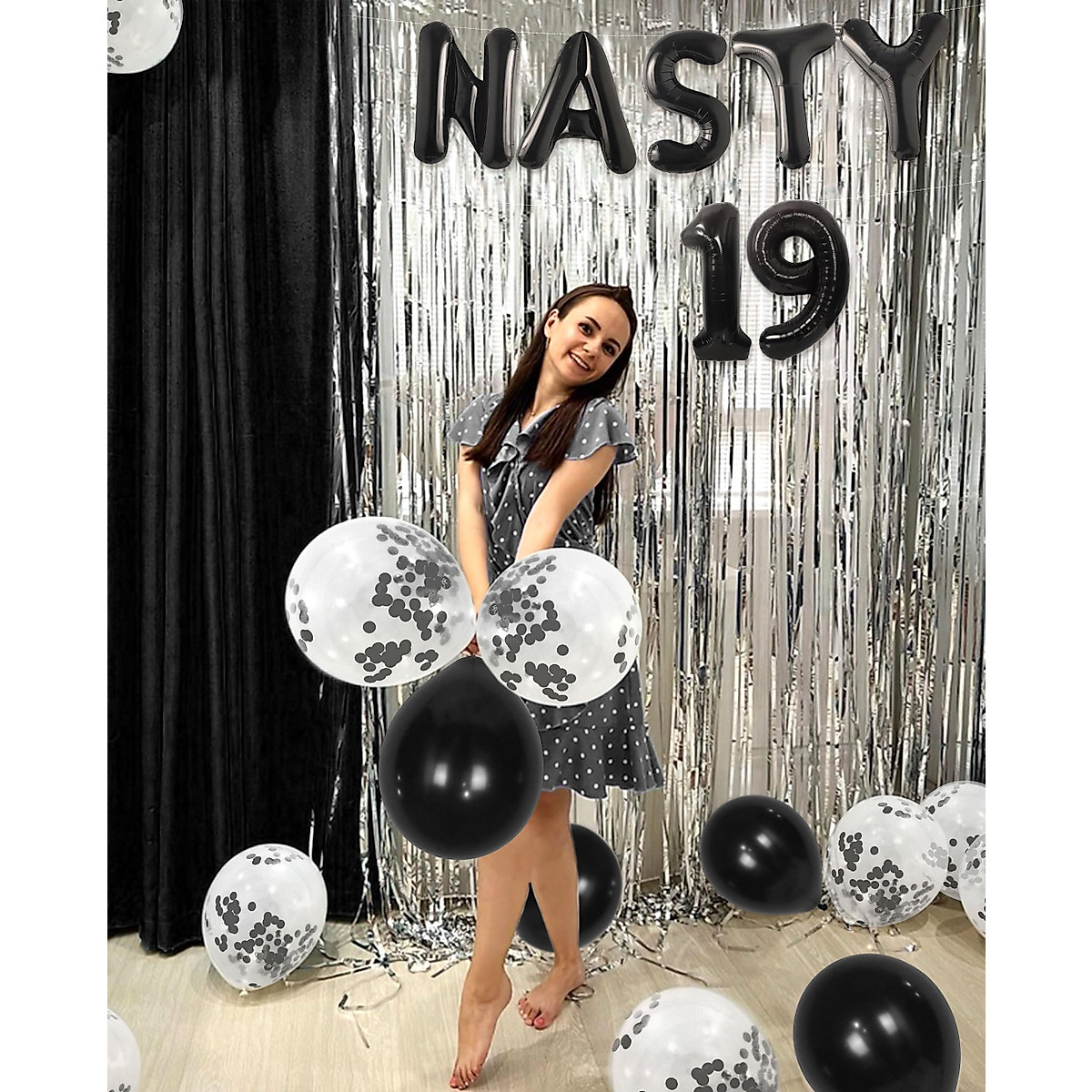 Nasty 19 Birthday Decoration Black 19th Birthday Decorations Nasty 19 Sign Funny Birthday Decoration Balloons 19 Years Old Theme Decor for Man