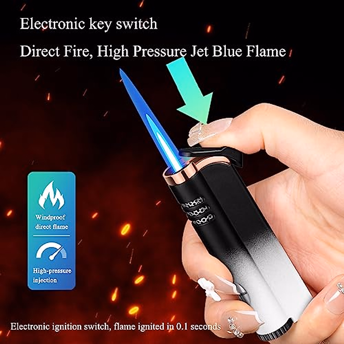 Inflated Torch Lighter, Gradient Windproof Lighter, Gas Lovely Lighter, Mini Adjustable Butane Jet Flame Lighter, Metal Lighters for Women Men Outdoor Indoor