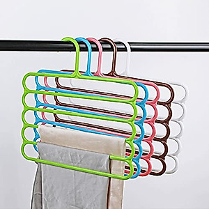 NA Colorful Five-Layer Trouser Rack Candy-Colored Scarf Hanger Dual-Purpose Multi-Layer Plastic Hanger Wardrobe Storage Hanger