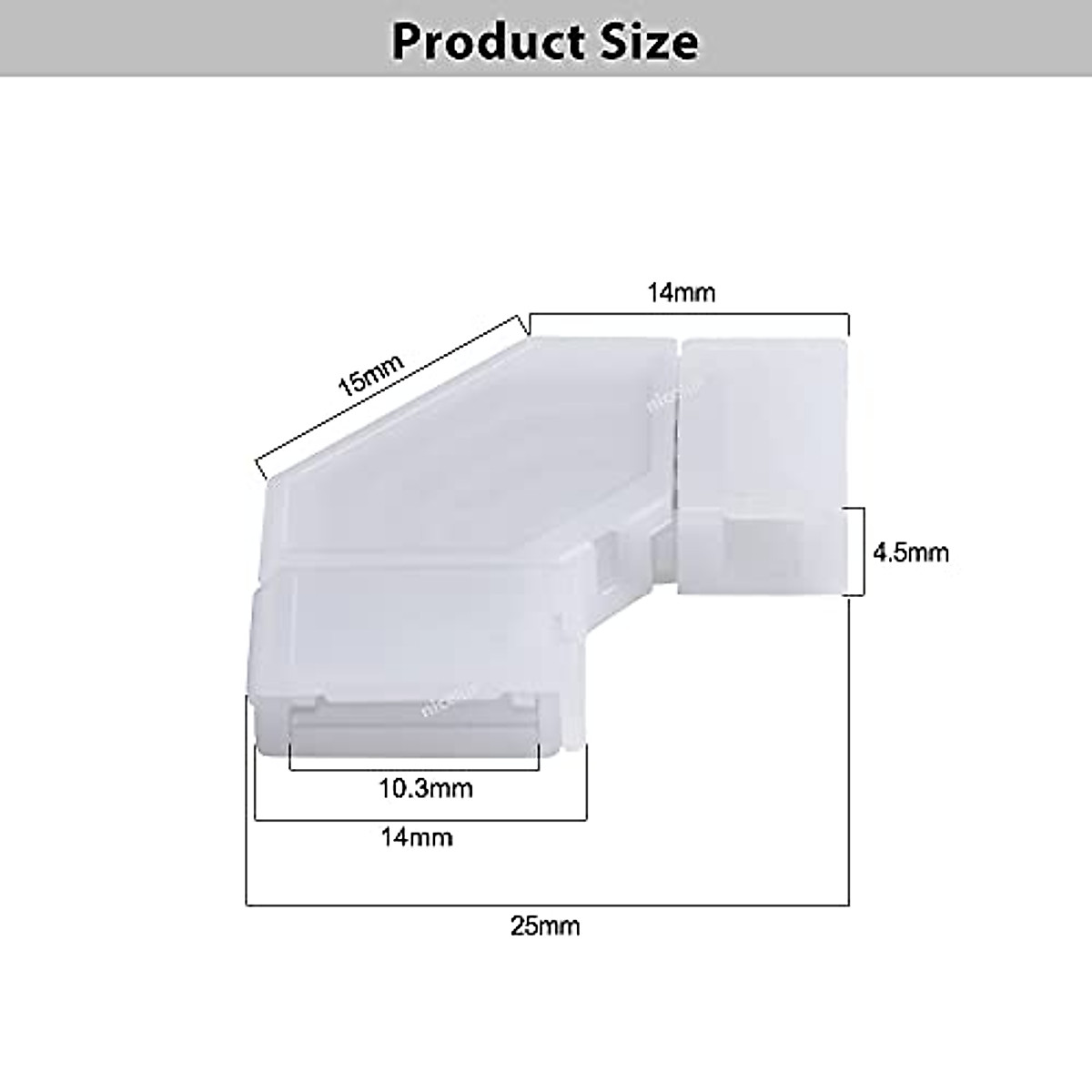 Nicelux 90 Degree Corner 4 Pin L Shape Connector for 10mm RGB LED Strip Light Non-Waterproof IP20(10 PCS)