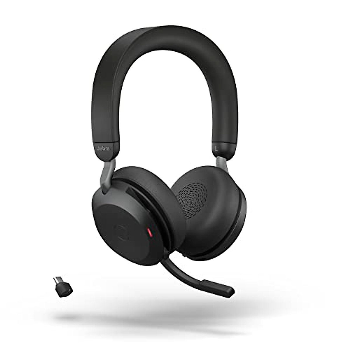 Jabra Evolve2 75 PC Wireless Headset with 8-Microphone Technology - Dual Foam Stereo Headphones with adjustable Advanced Active Noise Cancelling, USB-C Bluetooth Adapter and UC Compatibility - Black