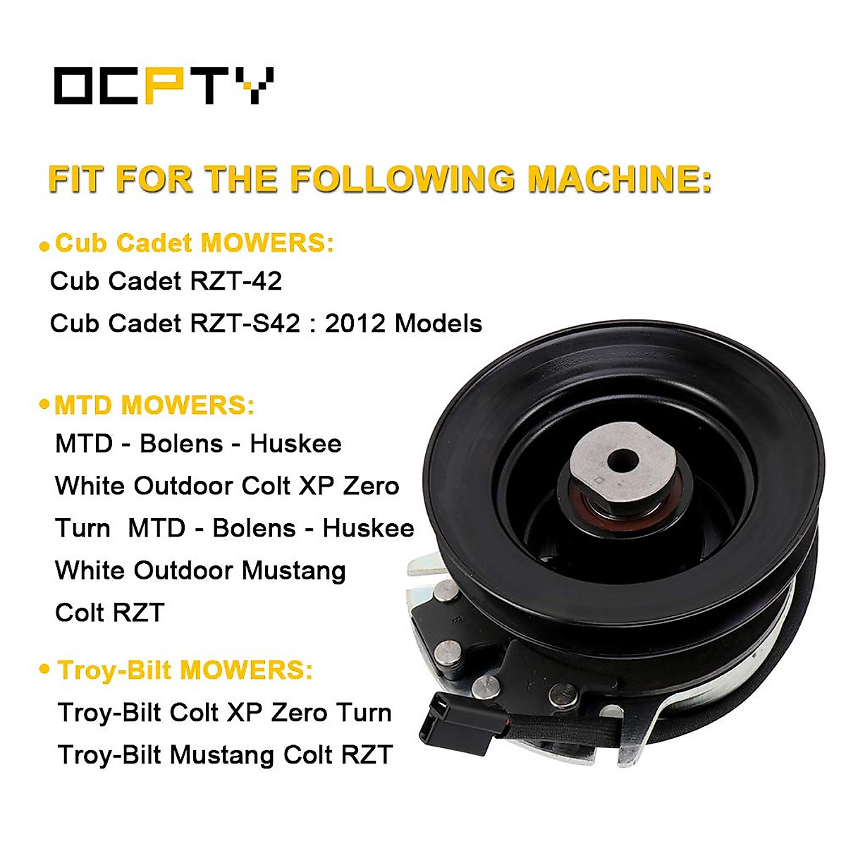 OCPTY Electric PTO Clutch 717-04376 Fit for Bolens for Cub Cadet for Huskee for MTD for Sears Craftsman for Troy Bilt for White Outdoor: 717-04376, 717-04376A, 917-04376, 917-04376A