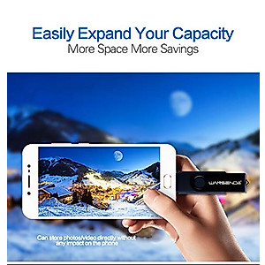 WANSENDA OTG Micro USB Flash Drive 16GB 32GB 64GB 128GB 256GB Dual USB Stick for Android Devices/PC/Tablet/Mac (64GB, Black)