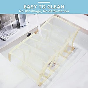 HIPTIS Wardrobe Clothes Organizer, 2PCS Closet Drawer Organizer for Closet, Mesh Clothes Storage Organizer 7Grids for Thin Jeans, T-shirts, Underwear, Socks, Scarves, Leggings, Skirts 1L+1M