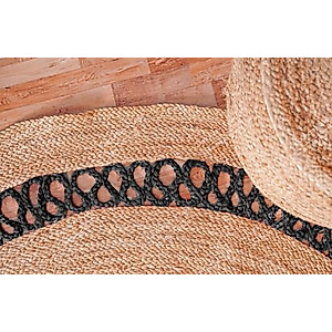4x4, 5x5, 6x6,feet Natural Jute Net Design Round Rug, Floor Jute Net Designed Edge Rug Braided Boho Eco Large Circular Handmade Area Rugs (CCRD_ZQ)