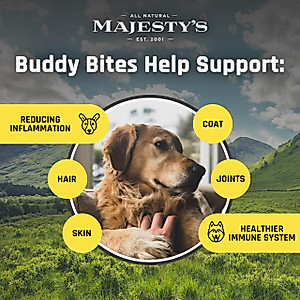 Majesty's Buddy Bites Skin and Coat Wafers for Small / Medium Dogs - Superior Skin, Coat, and Immune Support Supplement - Peanut Butter and Coconut Oil Flavored - 1 Pack (28 Count)