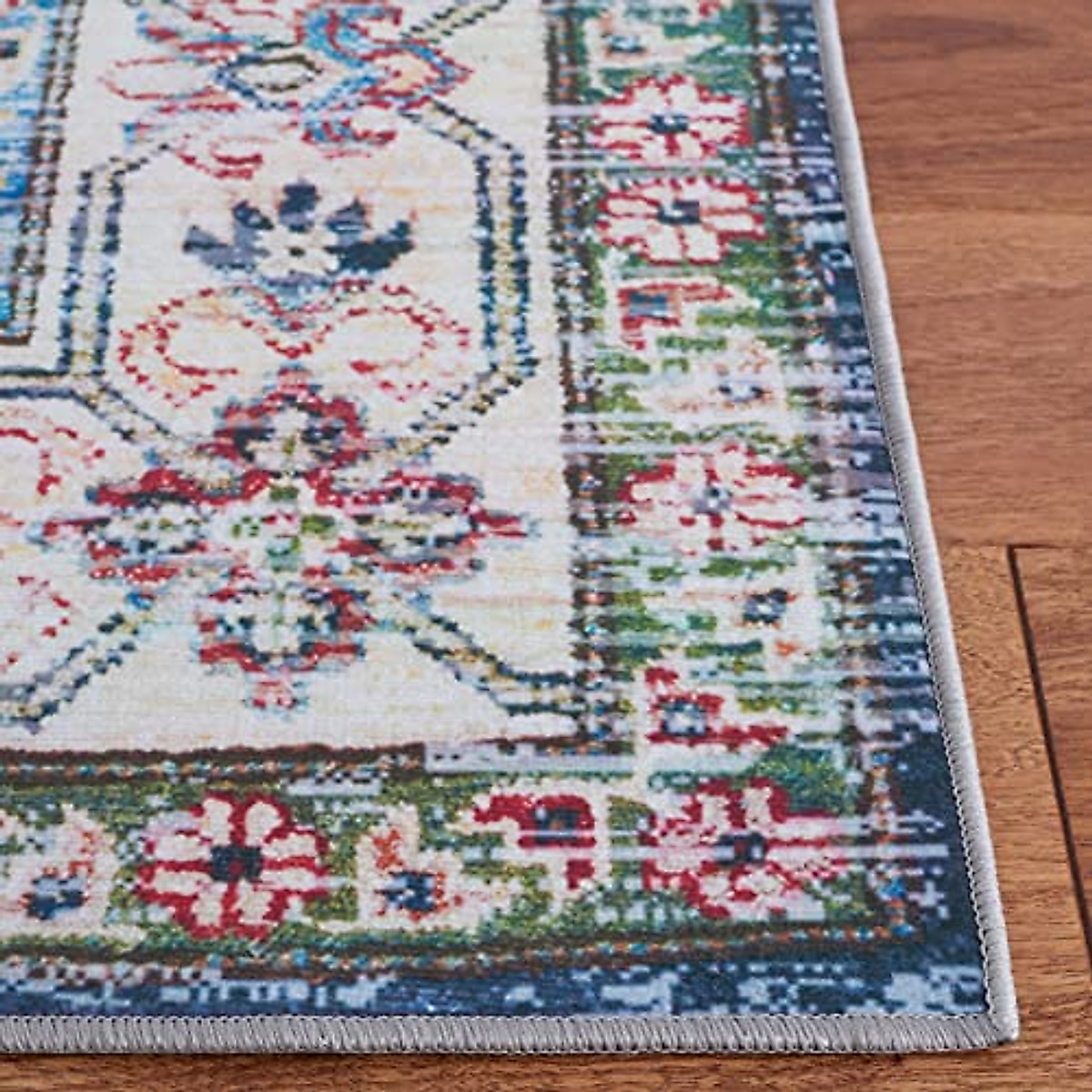 Safavieh Tucson Collection Machine Washable Slip Resistant 5' x 8' Navy/Beige TSN196N Vintage Persian Distressed Living Room Dining Bedroom Area Rug