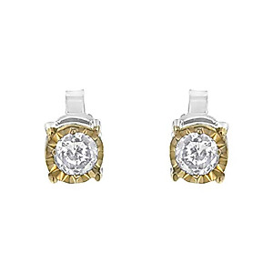 10K Two-Tone Yellow & White Gold over .925 Sterling Silver 0.40 Cttw Round Diamond Miracle-Set Stud Earrings (K-L Color, I2-I3 Clarity)