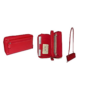 Buxton Pebbled Double Zip String Along Wallet RED