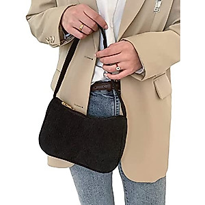 AIBEARTY Women Girls Corduroy Handbag Underarm Bag Retro Small Purse Shoulder Bag Clutch Tote