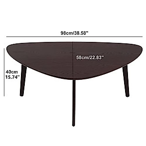 Small Coffee Table Modern Mid Century Coffee Tables Wooden Vintage Oval Chic for Living Room,Natural Wood Texture,Unique Triangle Tabletop,Oak Leg,Easy Assembly