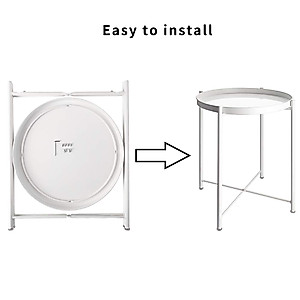 EKNITEY End Table,Folding Metal Side Table Waterproof Small Coffee Table Sofa Side Table with Removable Tray for Living Room Bedroom Balcony and Office