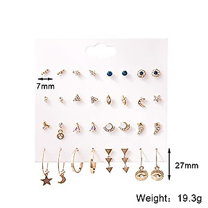 Earring Sets for Women Hypoallergenic Assorted Multiple Stud Earrings Set Cute Star Moon Heart Ball Faux Pearl Small Butterfly Jewelry Graduation Gifts (Style-01)