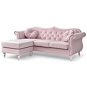 Glory Furniture Hollywood Reversible Sectional, Pink
