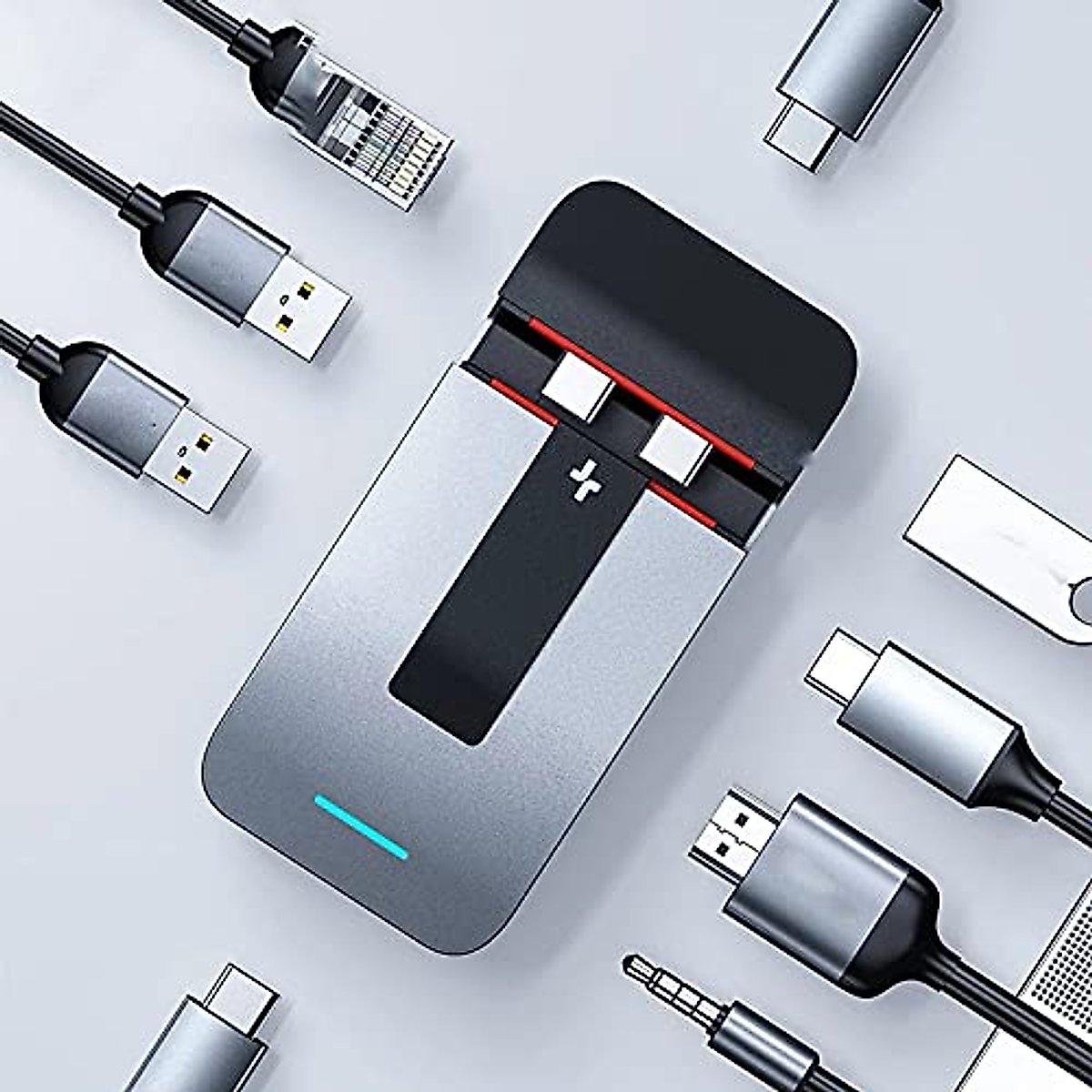 SHYPT USB C HUB to HDMI-Compatible USB 3.0 USB HUB USB Splitter Combined RJ45 Holder 9 in 1 Type C HUB