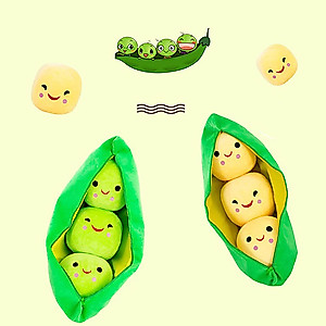 Giant Peas in A Pod Plush Toy Pea Pod Pillow Cute Pea Stuffed Toys Plant Doll Various Sizes (Green Beans,15.7''/40cm)