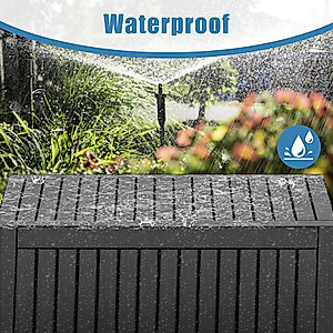 Zevemomo 230 Gallon Waterproof Resin Deck Box - Outdoor Indoor Large Storage Box Bench for Patio Cushions Furniture Toys Garden Tools, All Weather Rattan Wicker, Lockable, Black