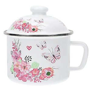 Hemoton 1Pc Enamel Soup Bowl Vintage Enameled Basin Retro Enameled Instant Noodles Bowl Lard Pot with Lid Large Salad Serving Bowl Ramen Basin