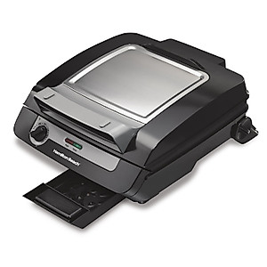 Hamilton Beach 3-in-1 Indoor Grill and Electric Griddle Combo and Bacon Cooker, Opens 180 Degrees to Double Cooking Space, Removable Nonstick Grids, (25600)