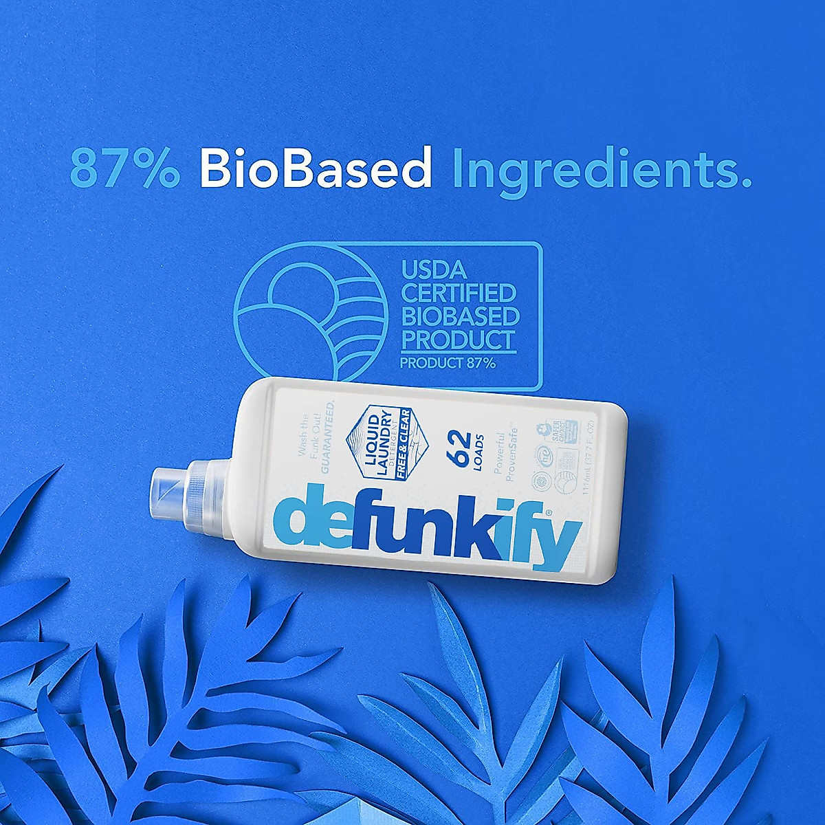 Laundry Detergent 62 Load/37.7 FlOz (2-Pack). 'Free & Clear' Liquid Laundry Detergent- Sensitive Skin. 'ProvenSafe' Laundry Soap Washing Detergent w/Odor & Stain Remover for Activewear & All Fabrics