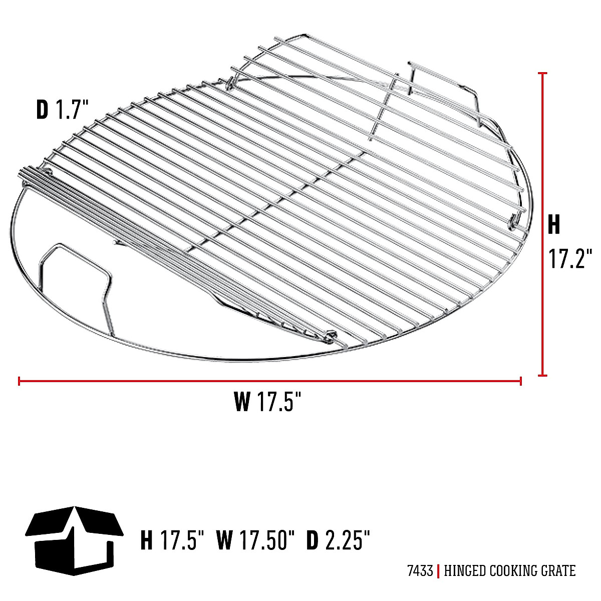 Weber 7433 Hinged Cooking Grate,18-1/2",Silver