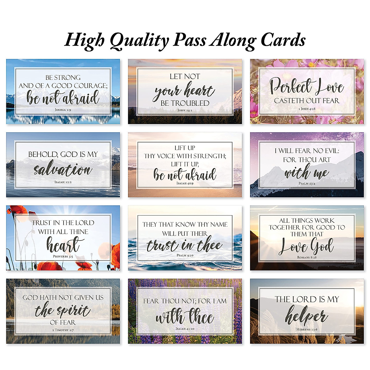 JBH Creations Be Not Afraid Bible Verse Cards with Full Scripture - Pack of 48