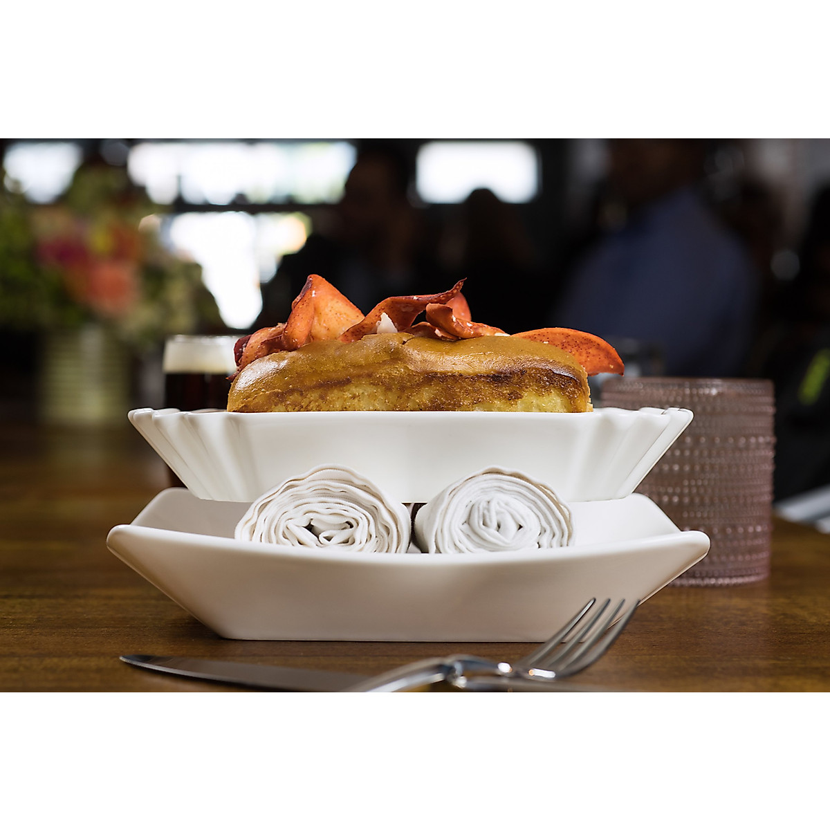 Fortessa Fortaluxe Food Truck Chic Large Serving Boat Plate, 8.5 x 6-Inch, Set of 4