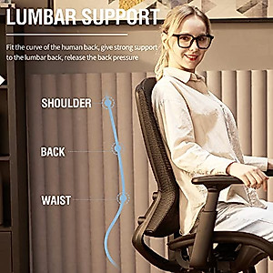ELABEST Mesh Office Chair,Ergonomic Computer Desk Chair,Sturdy High Back Task Chair - Adjustable Lumbar Support & Armrests,Tilt Function,Swivel Wheels,Comfortable Wide Seat,Executive Home Office Chair