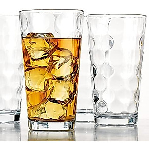 Glaver's Drinking Glasses Set of 4 Highball Glass Cups Bar Glasses for Cocktails, Juice, Water, Iced Tea, and Beverages. Circle Designed - Dishwasher Safe. (Large)