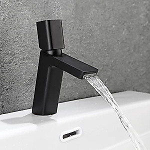 POP SANITARYWARE Waterfall Bathroom Sink Faucet with Deck Plate Matte Black Bathroom Faucets for Sink 1 or 3 Hole, Single Handle Solid Brass Bathroom Lavatory Faucet