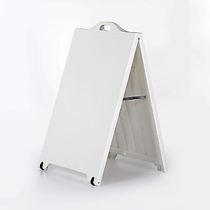 M&T Displays Street SignPro Board, White 24x36 Inch Weatherproof Sandwich Board A-Frame Sidewalk Curb Sign Holder Folding Portable Double Sided Advertising Display for Restaurant Cafe