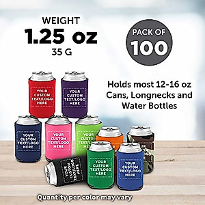 Custom Assorted Collapsible Can Coolers Set of 100, Personalized Bulk Pack - Keeps Your Drink Cold, Great for Beer, Soda and Other Beverages - Assorted
